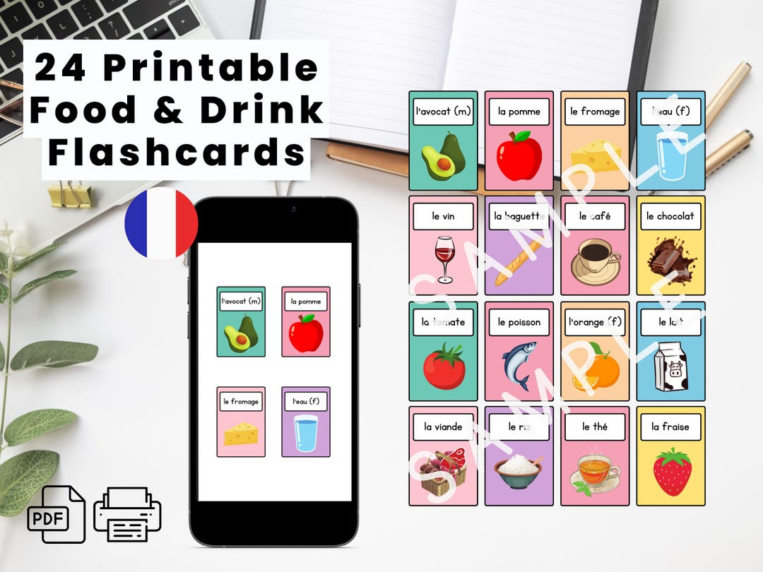 Printable Colorful Flashcards French Vocabulary for Effective Language ...