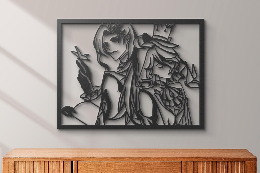 Genshin İmpact Neuvillette & Furina Metal Wall Art Anime Wall Art Game ...