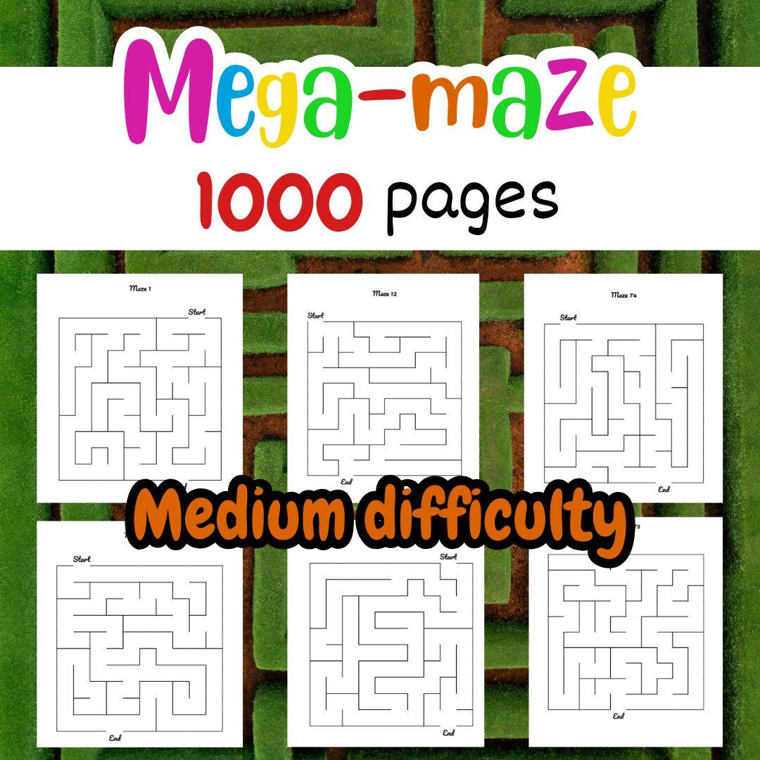 Printable Maze for Kids, 1000 Pages Mega Maze, Kids Activities, at Home ...