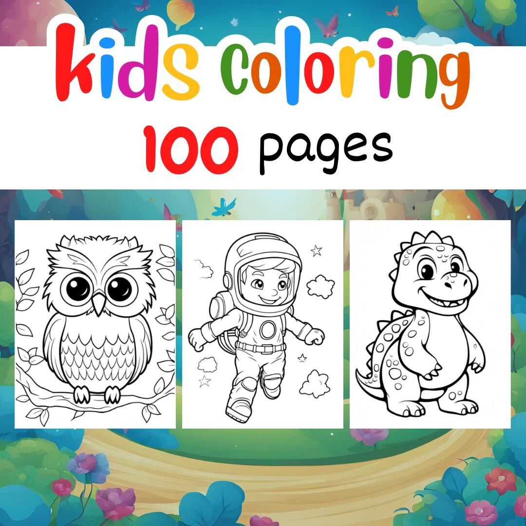 100 Coloring Pages for Kids, Printable Coloring Book for Children, Easy ...