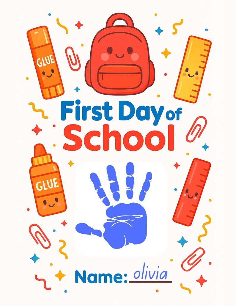 2025 First Day of School Handprint Art, Kindergarten Preschool ...