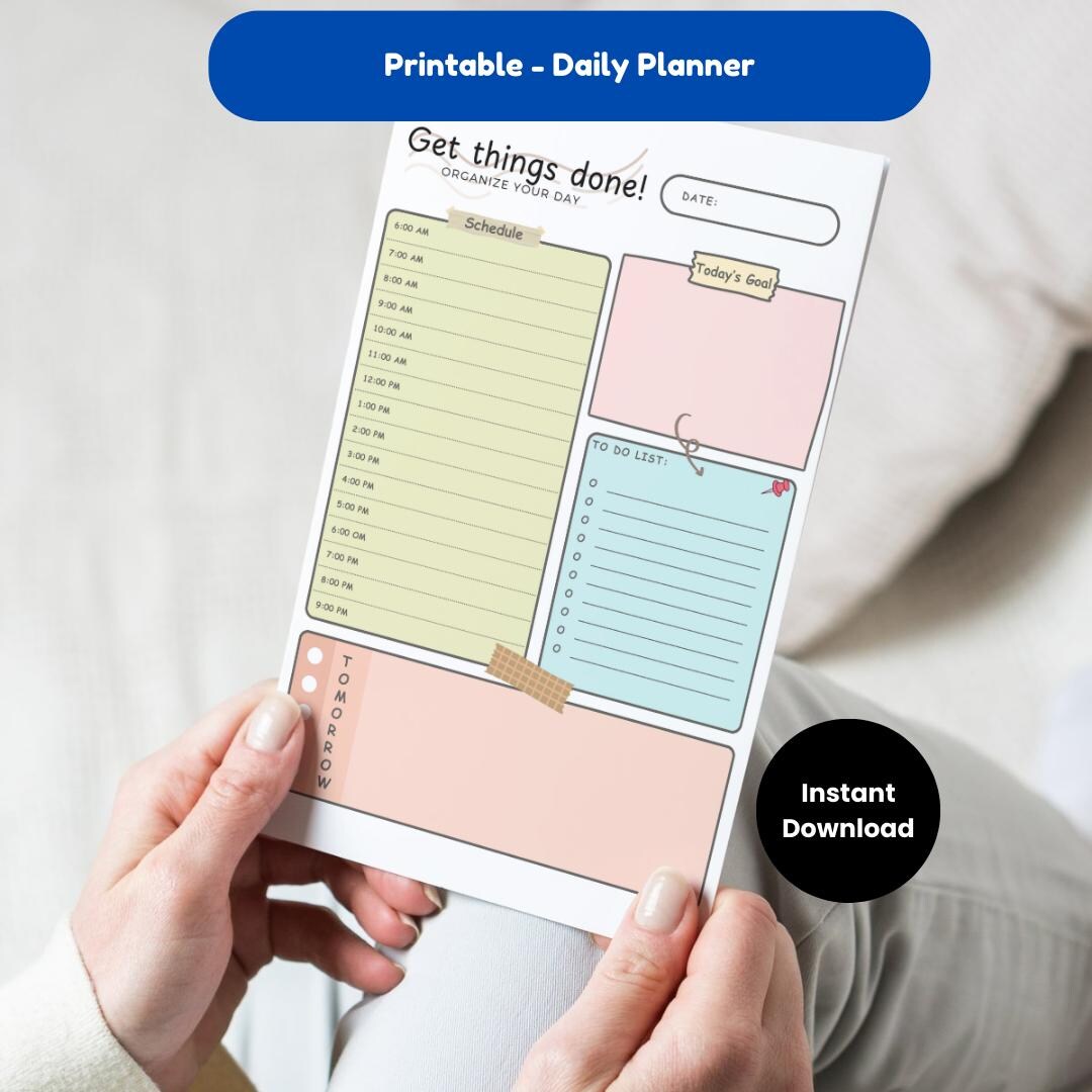 Printable Daily Planner Cute Pink Planner Daily Planner Digital ...