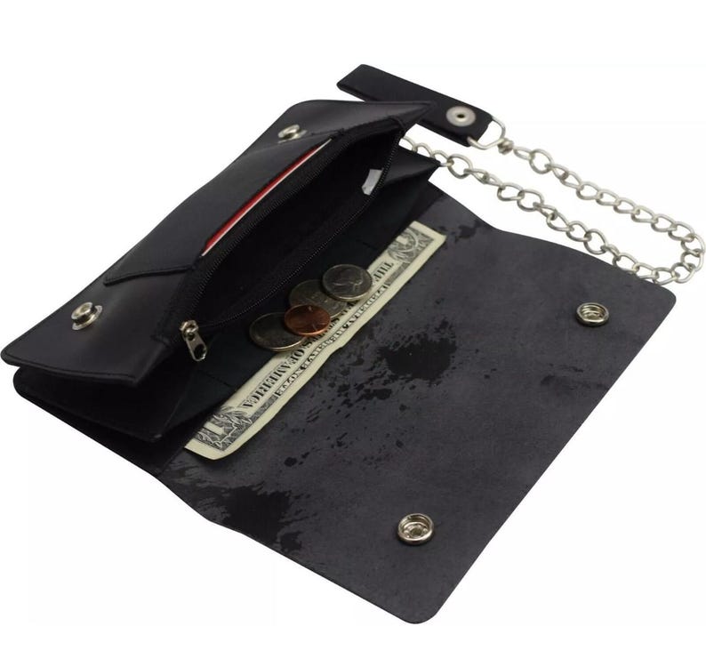 Cow Leather Black Color Motorcycle Trucker Biker Chain Wallet Inside ...