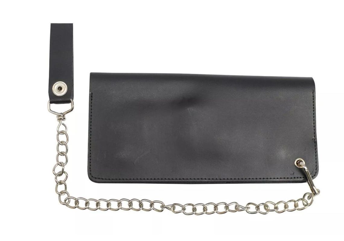 Cow Leather Motorcycle Trucker Biker Chain Wallet Inside Zipper - Etsy