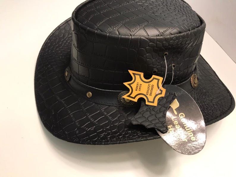 New Genuine Water Proof Cow LEATHER Outback Western Cowboy Hat ...