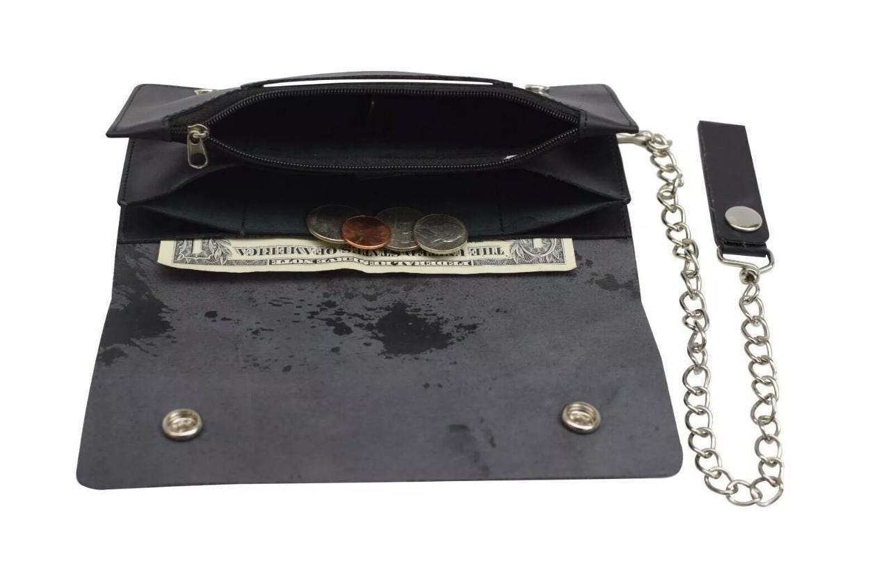 Genuine-leather-motorcycle-trucker-chain-wallet-inside-zipper Eagle ...