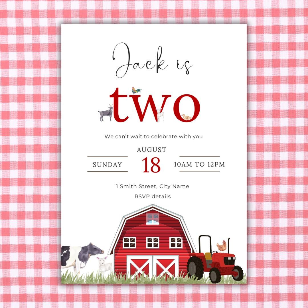 Editable Farmyard Animals Birthday Invitation Template Boy Farm ...