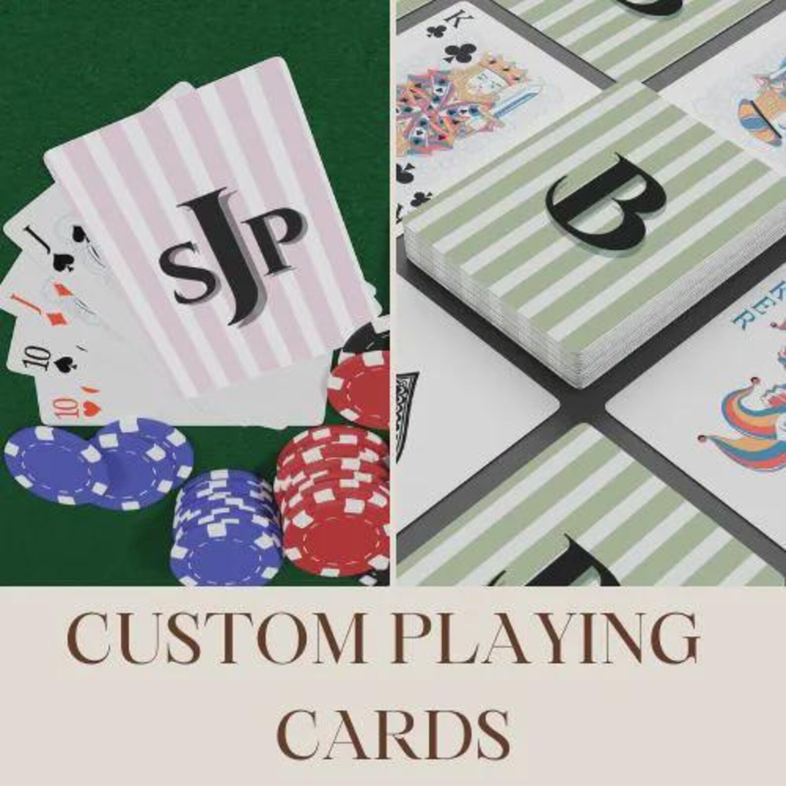 Custom Playing Cards for Family Reunion Monogram Playing Cards Father ...