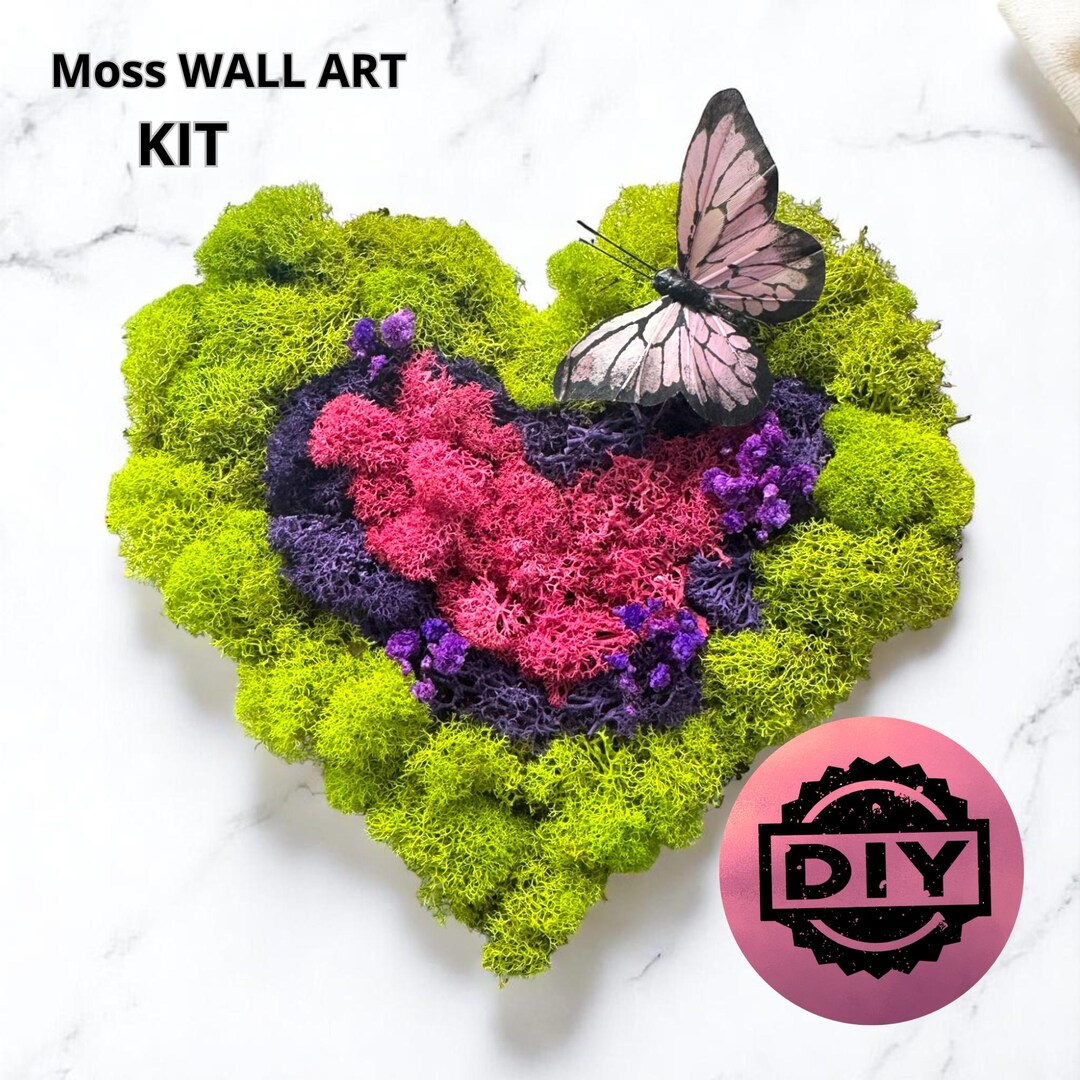 DIY Heart Moss Art Kit – Romantic Craft Gift With Butterfly – Nature ...