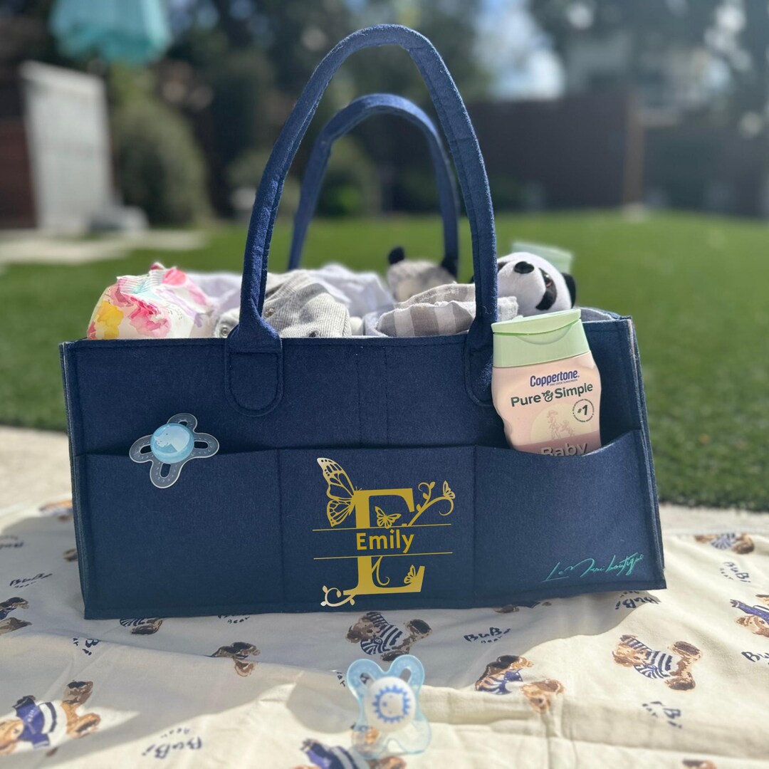 Personalized Baby Diaper Caddy Organizer | Custom Name Storage Basket ...