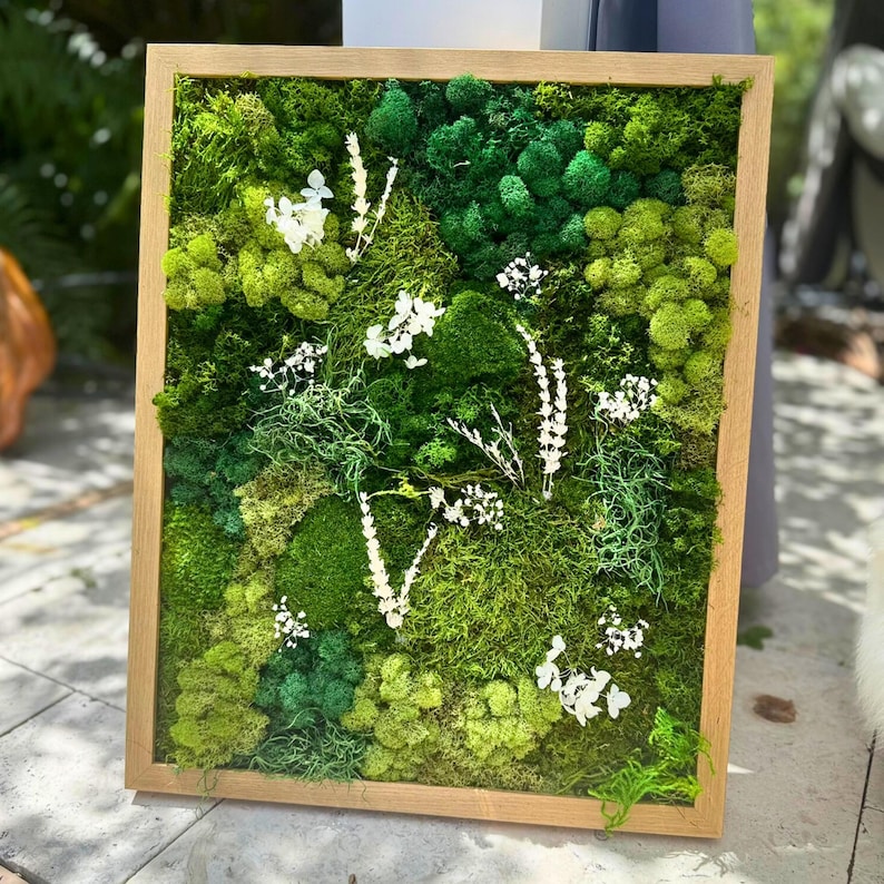 Large Vertical Moss Wall Art – Autumn Tones Preserved Moss Frame ...