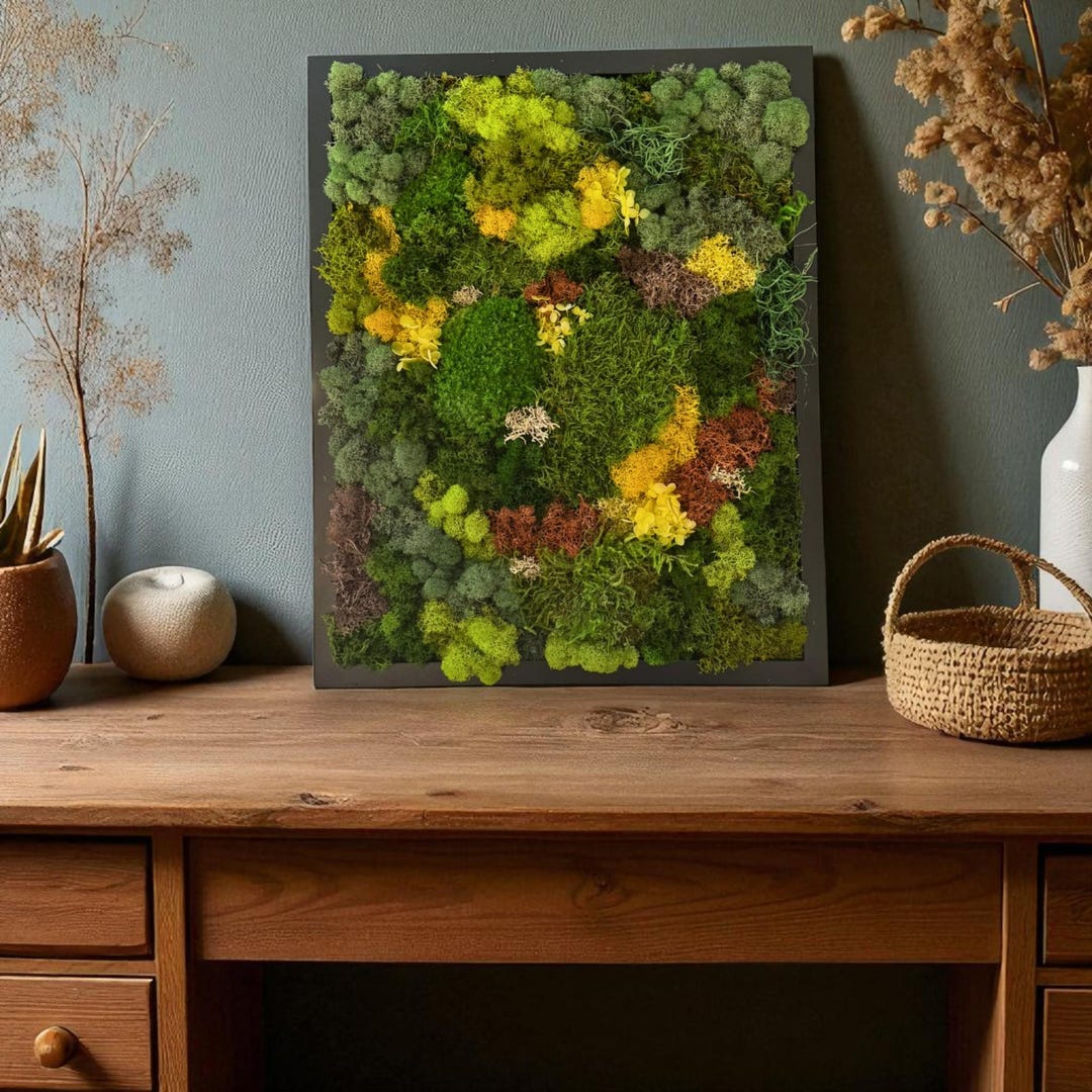 Large Vertical Moss Wall Art – Autumn Tones Preserved Moss Frame ...