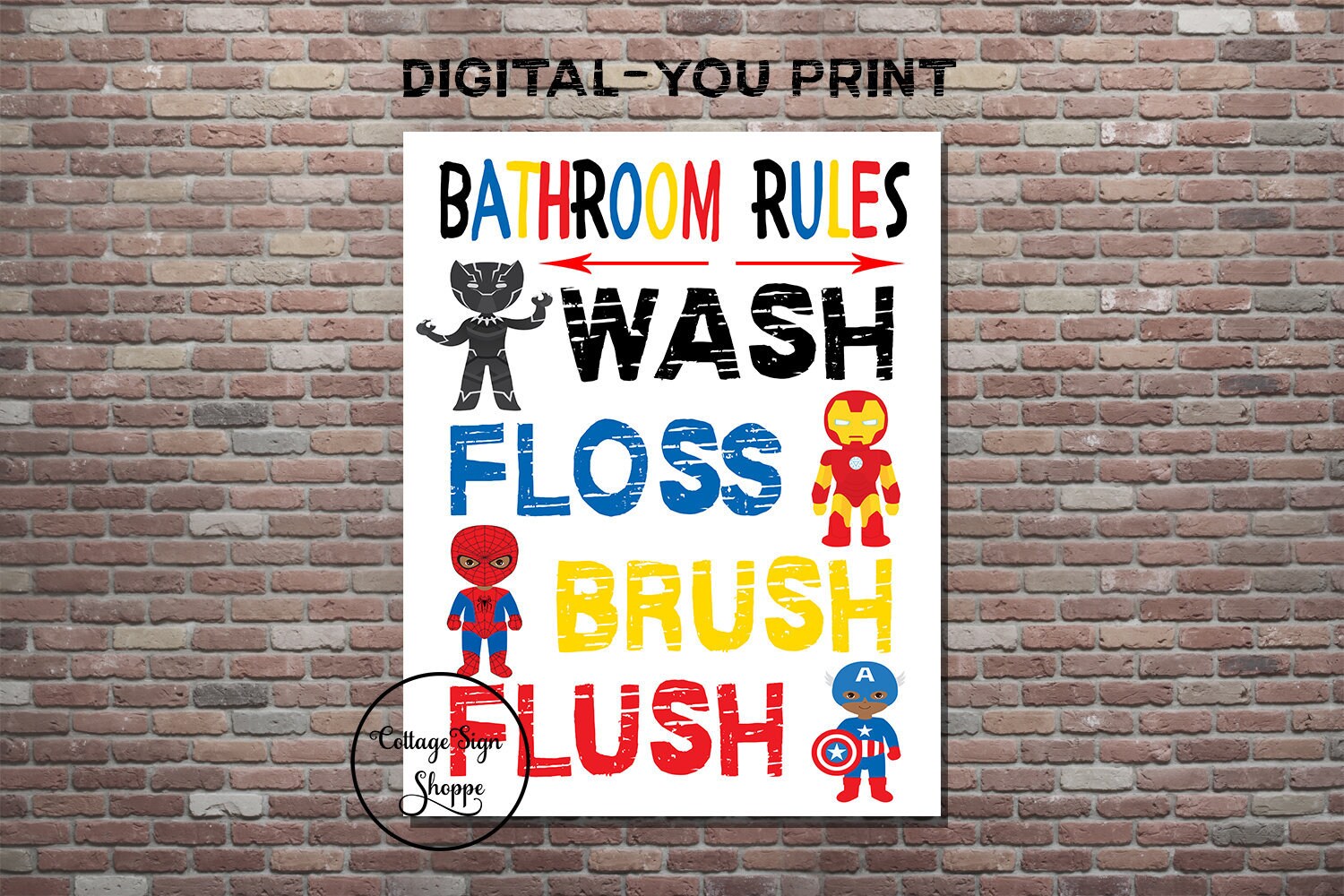 Prints Digital Prints Superhero Bathroo African American Superhero Art ...