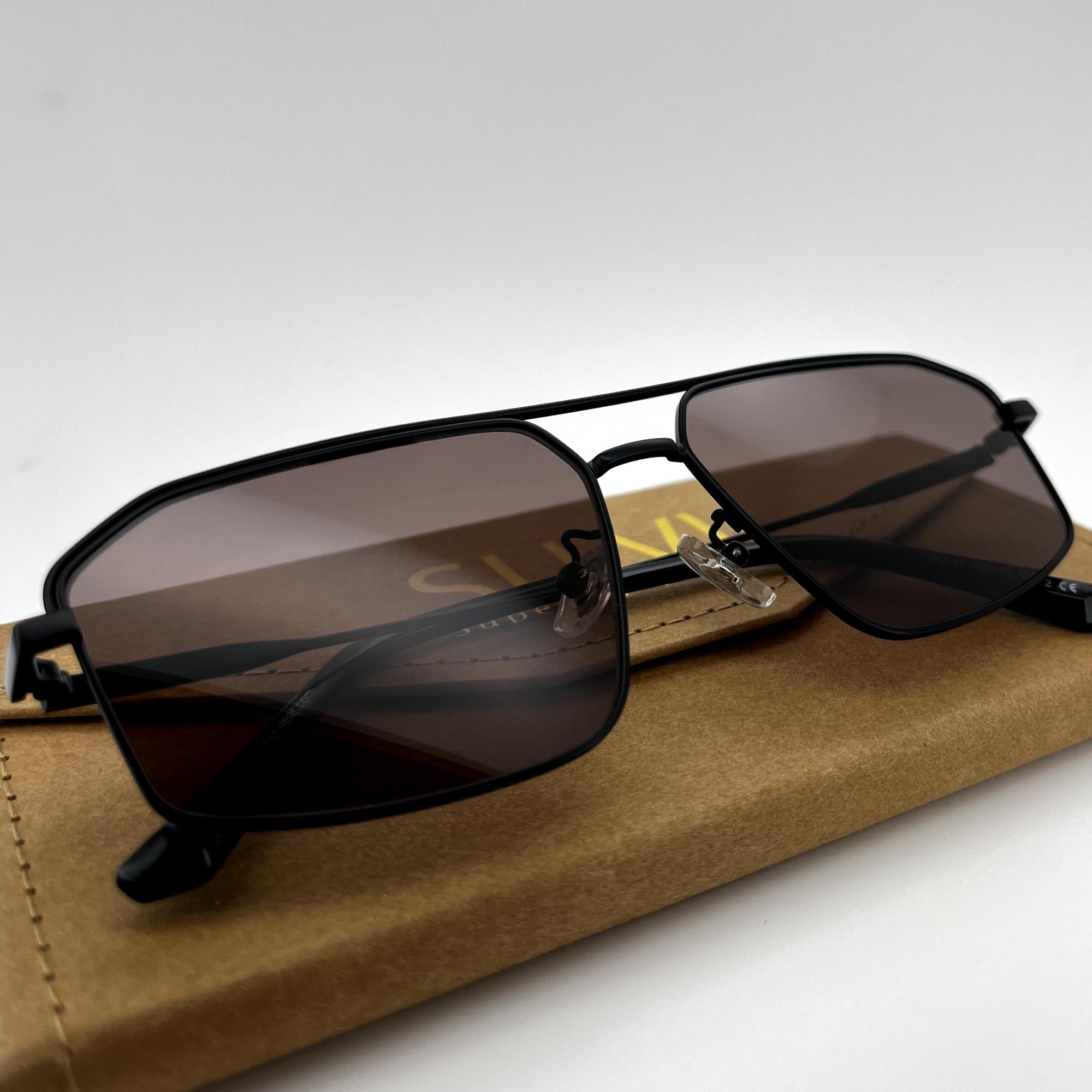 Black Rectangle Sunglasses for Men - 100% UV Protection - Etsy