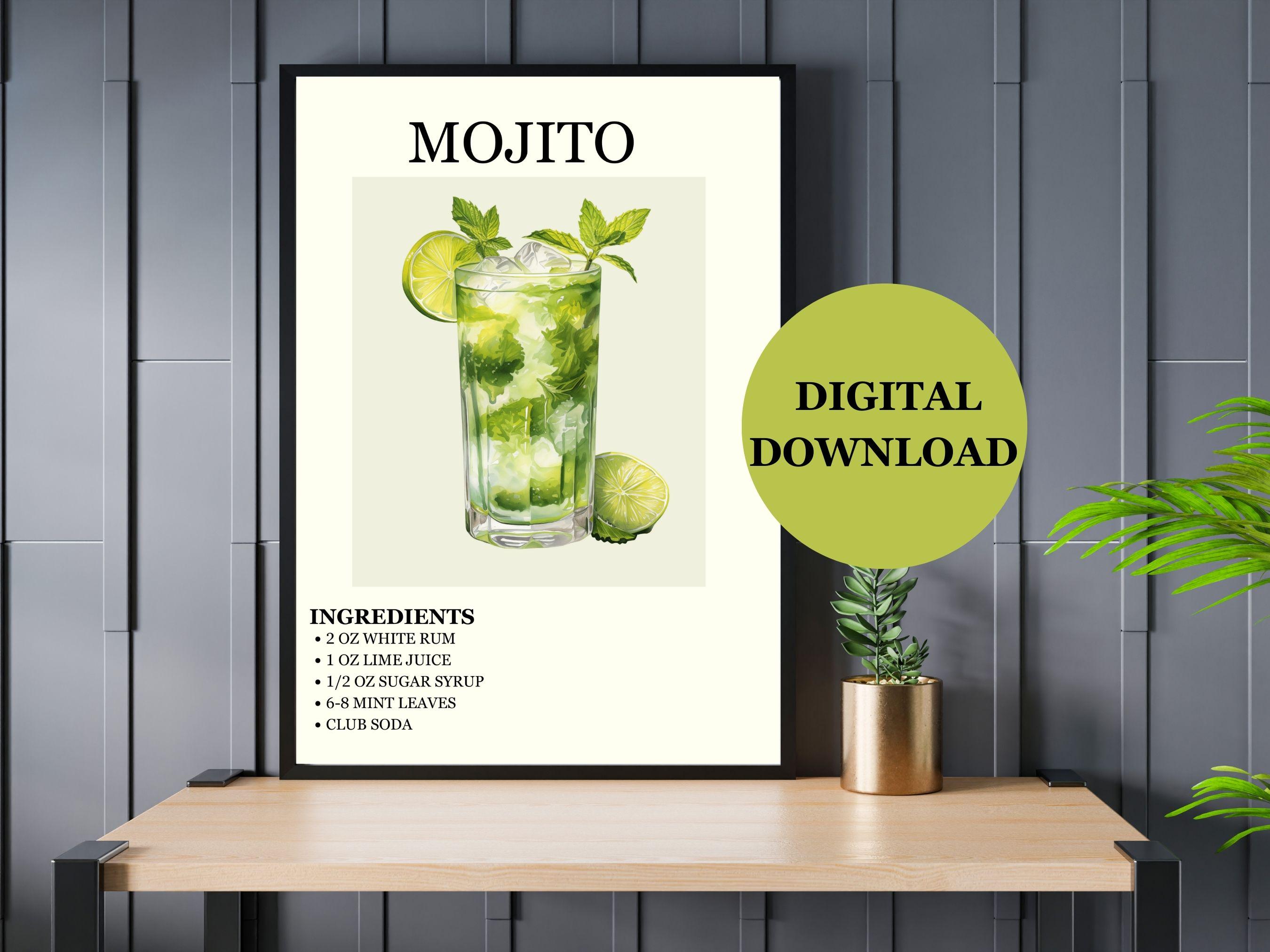 Mojito Printable Wall Art, Mojito Cocktail Print, Mojito Decor, Bar ...