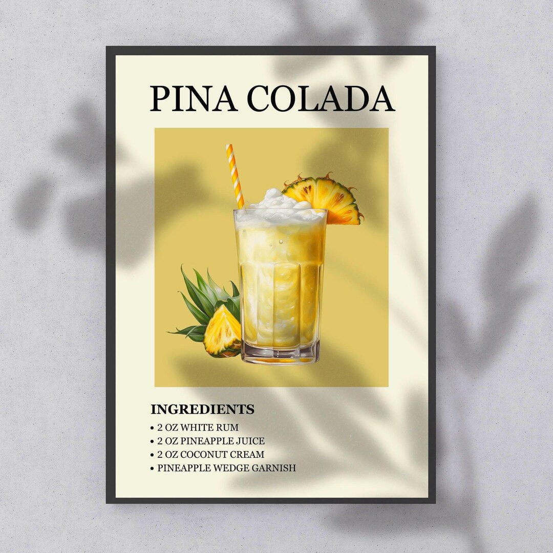 Pina Colada Printable Wall Art, Pina Colada Print, Pina Colada Decor ...