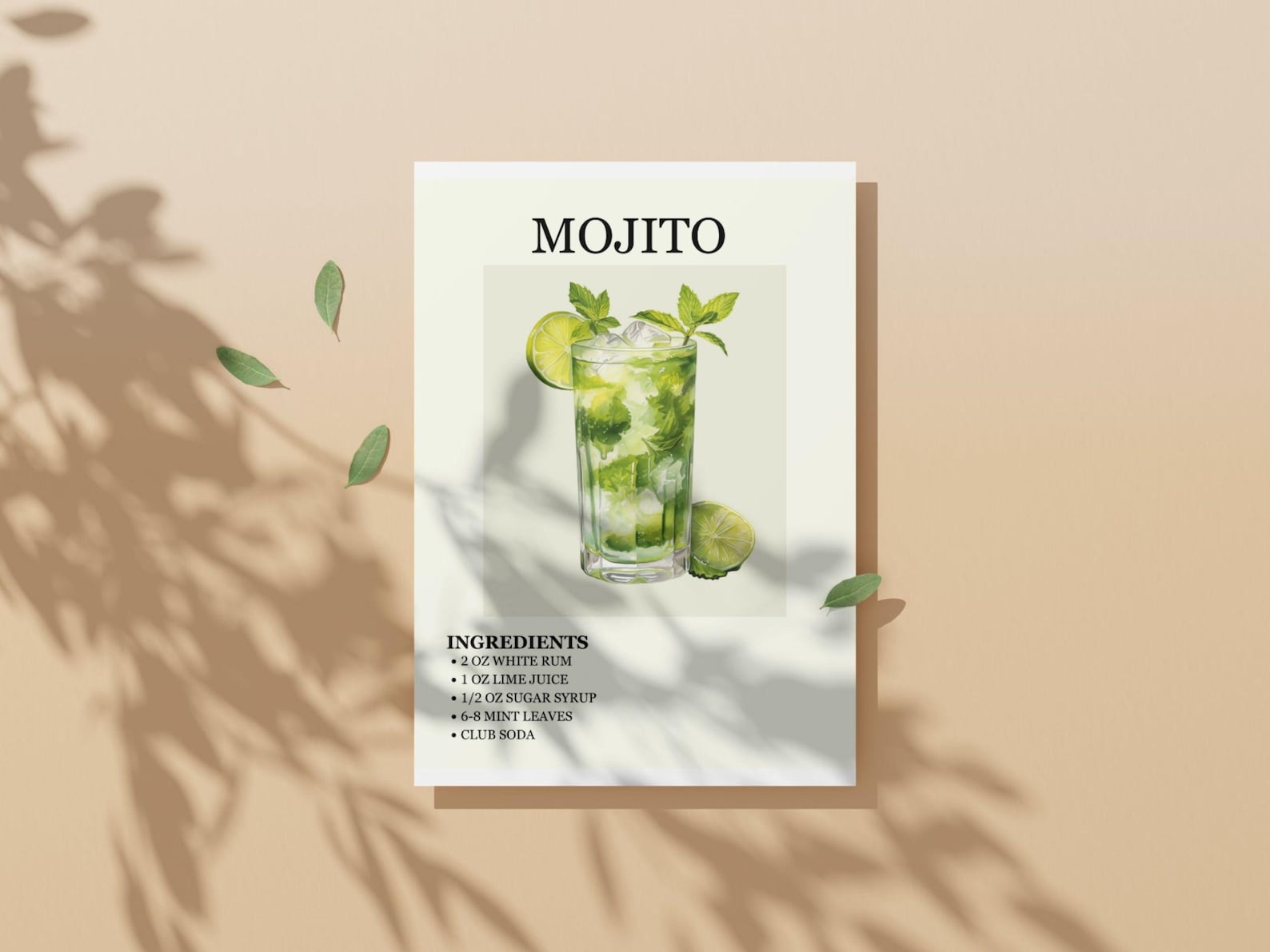 Mojito Printable Wall Art, Mojito Cocktail Print, Mojito Decor, Bar ...