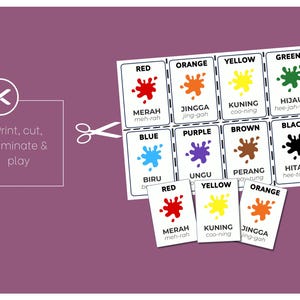 Malay Color Flashcards for Kids | Learn Colors in Malay | A4 Printable ...