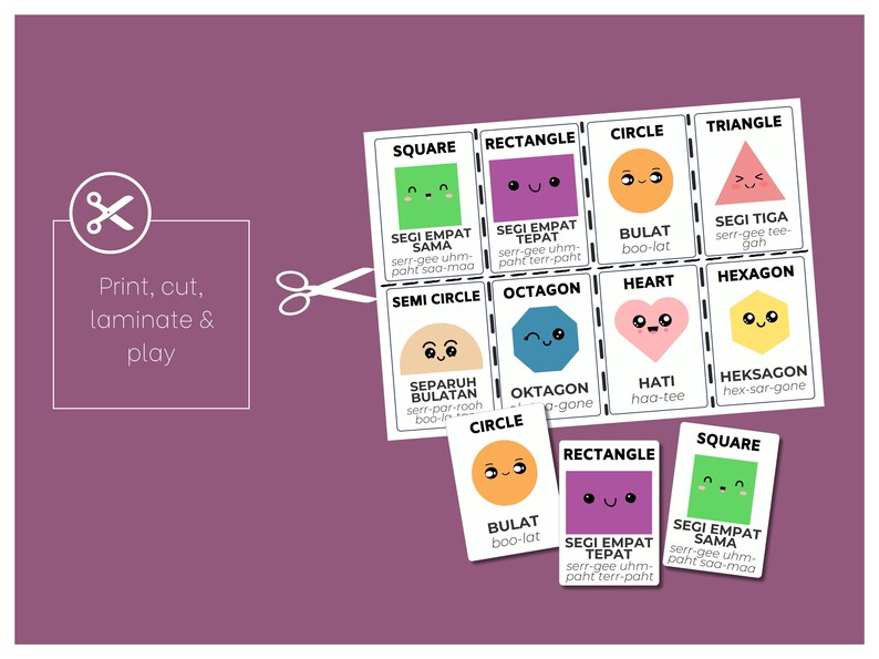 Malay Shapes Flashcards for Kids | Learn Shapes in Malay | A4 Printable ...