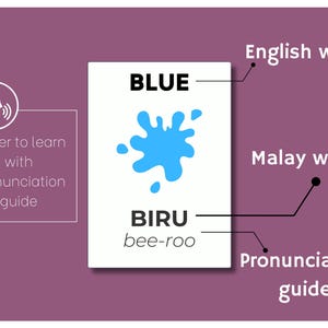 Malay Color Flashcards for Kids | Learn Colors in Malay | A4 Printable ...