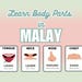 Learn Malay, 24 Malay Body Parts Cards, Montessori Flash Cards, Pre ...