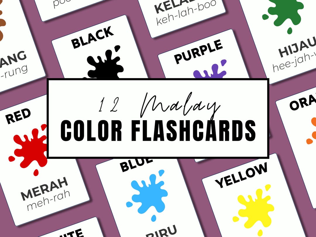 Malay Color Flashcards for Kids | Learn Colors in Malay | A4 Printable ...