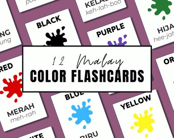 Malay Color Flashcards for Kids | Learn Colors in Malay | A4 Printable ...