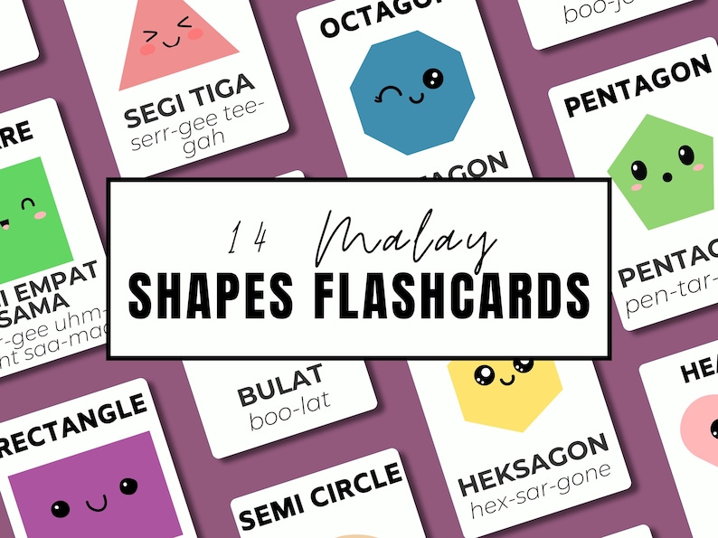 Malay Shapes Flashcards for Kids | Learn Shapes in Malay | A4 Printable ...