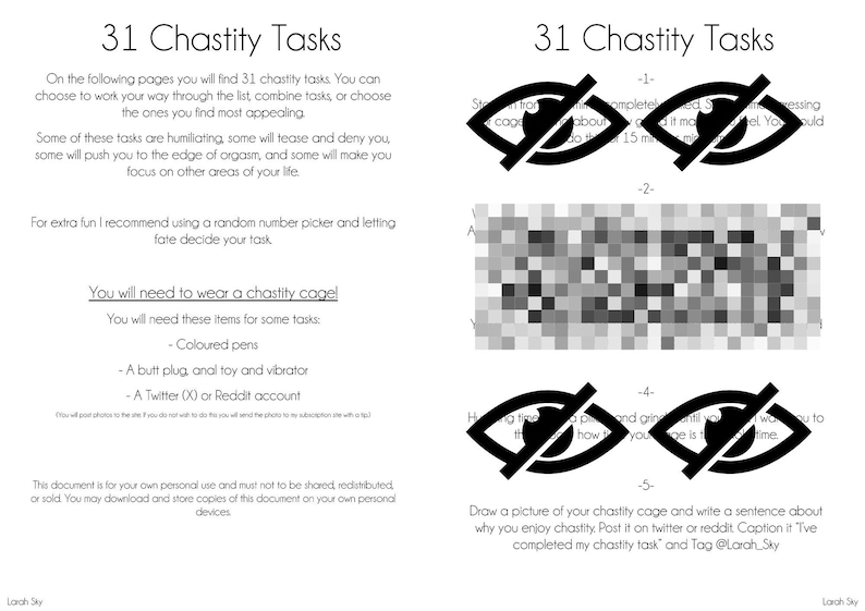 31 Chastity Tasks - Etsy