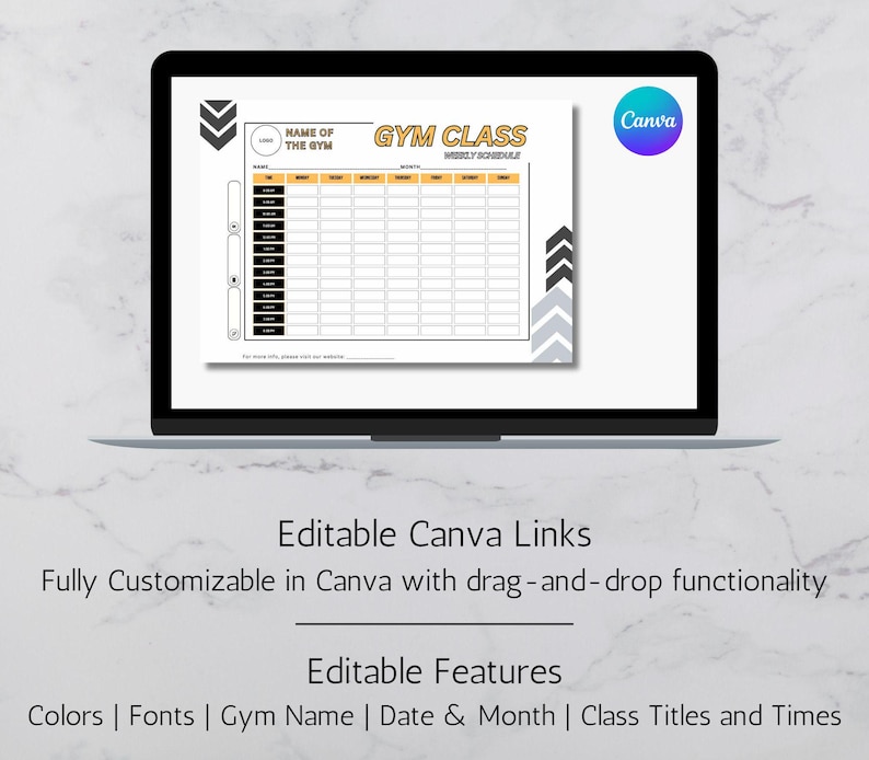 Editable Gym Class Schedule Template, 4 Sizes, 2 Designs Each ...