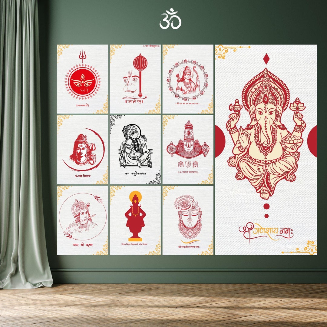 Set of 10 Hindu God & Goddess Wall Art Prints – Spiritual Posters for ...