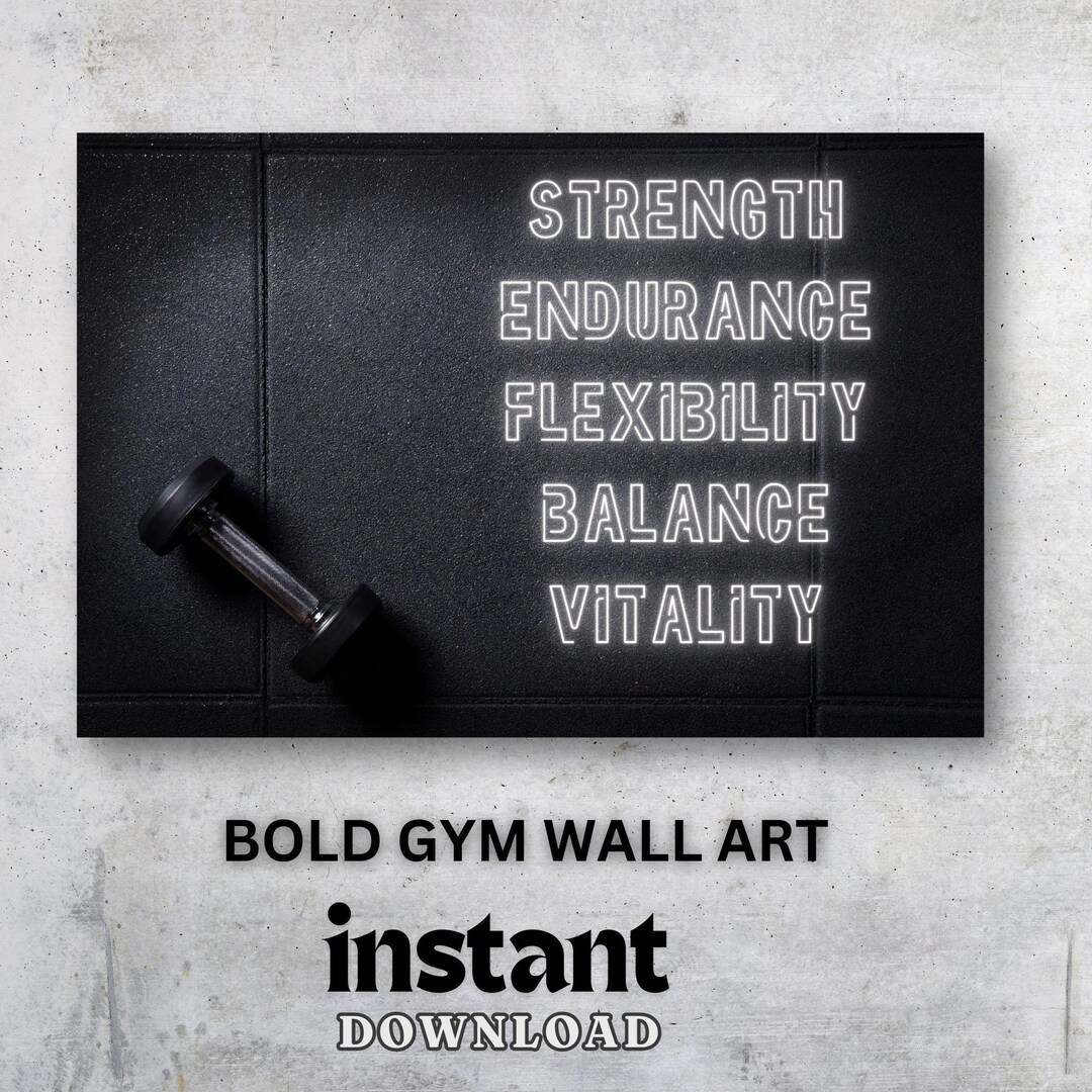 Bold Gym Wall Art 48x32 Inches | Printable Workout Poster for Fitness ...