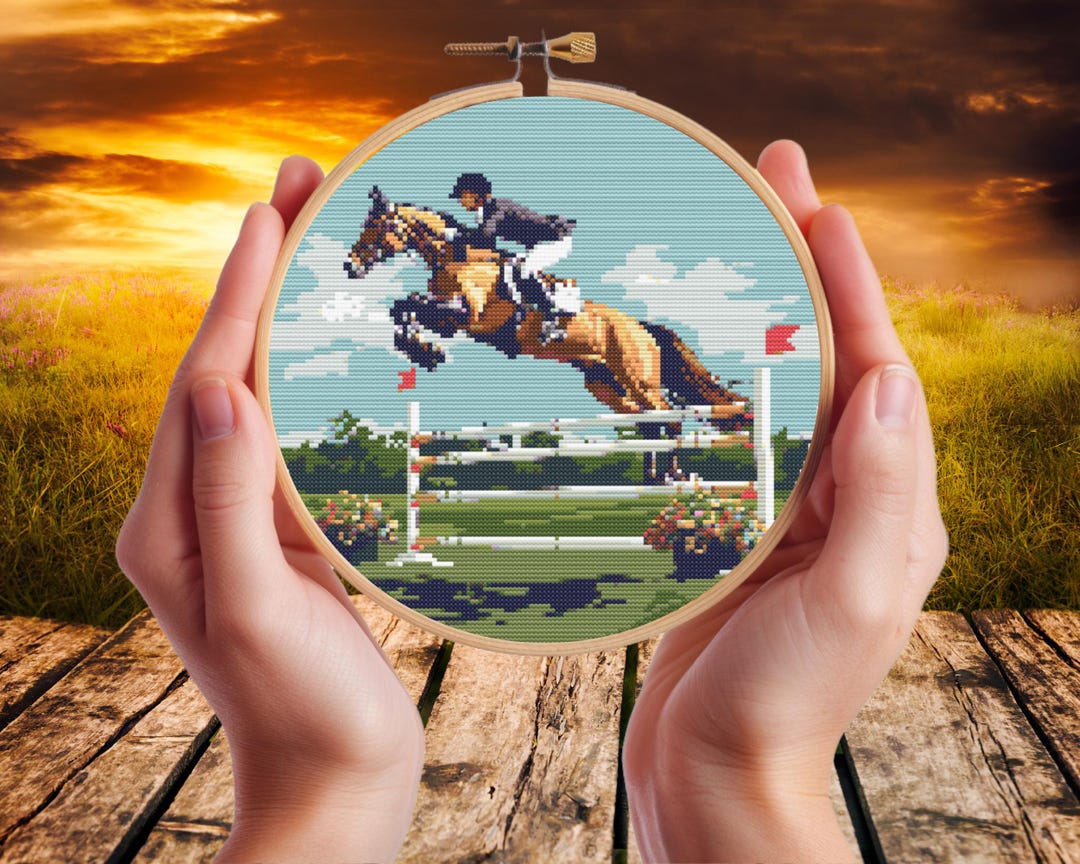 Show Jumping Cross Stitch Pattern, X-cross Stitch, Instant Download PDF ...