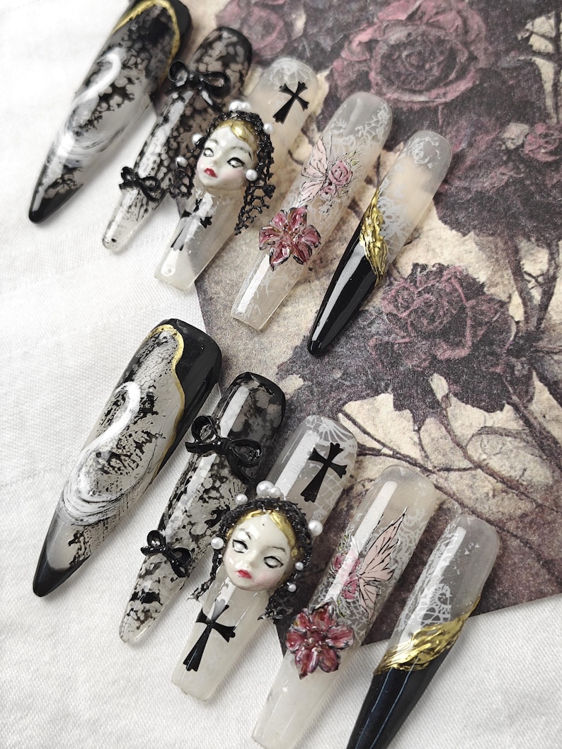 N38 Gothic Victorian Dollhouses High-end Press-on Nails, Artistic Nail ...