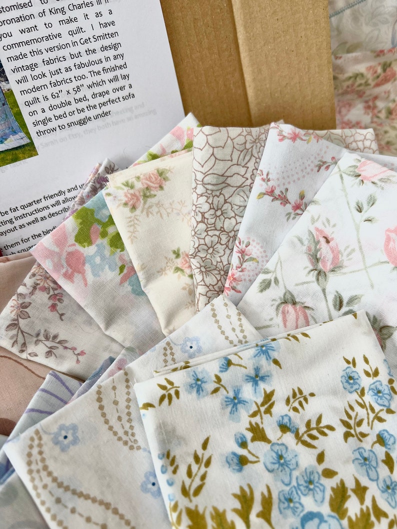 Pre-cut Union Jack Patchwork Quilt Kit - Vintage Fabric Craft Kit ...