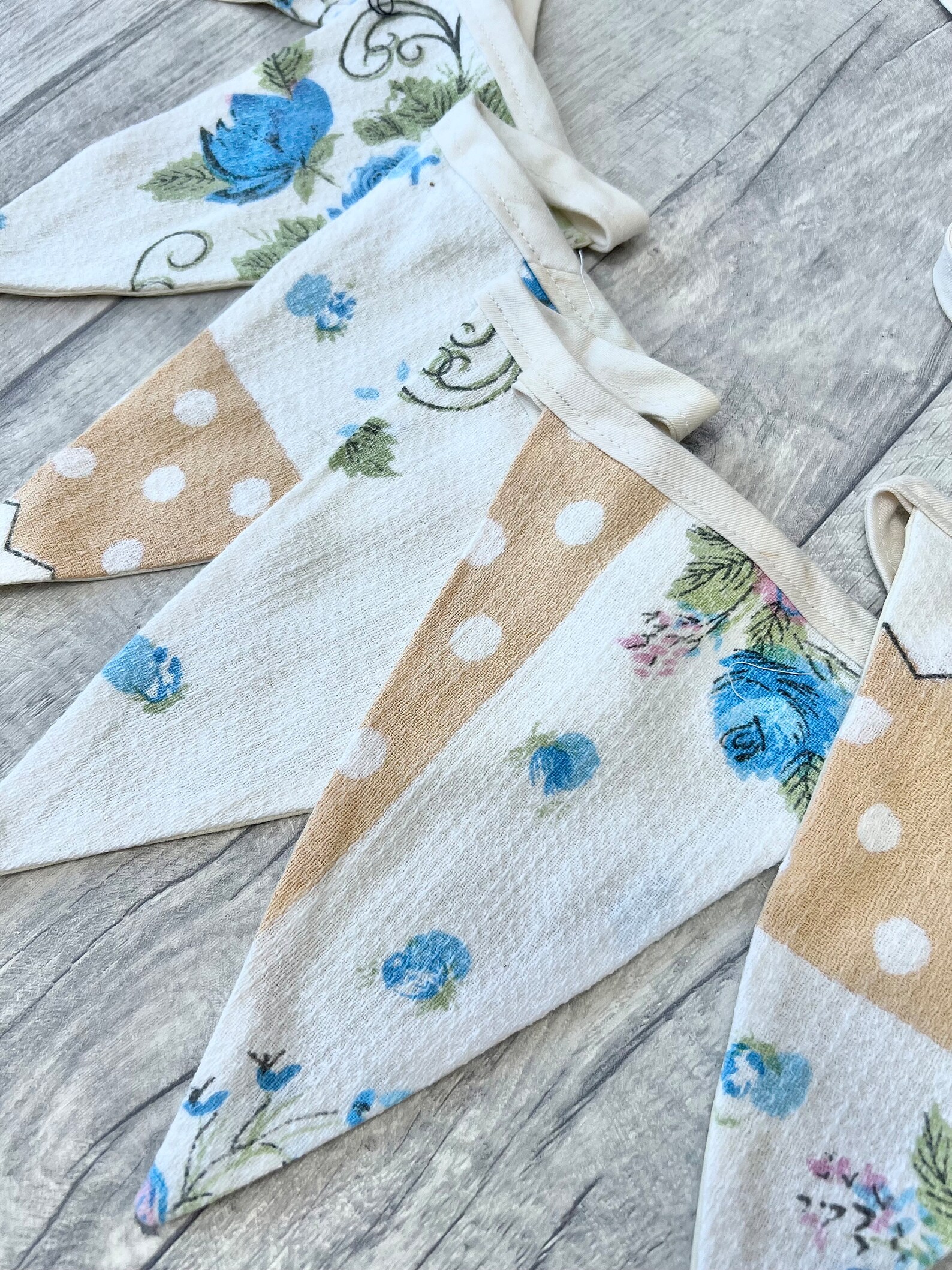 Vintage Floral Linen Bunting | Cottagecore Party Decor | English Garden ...