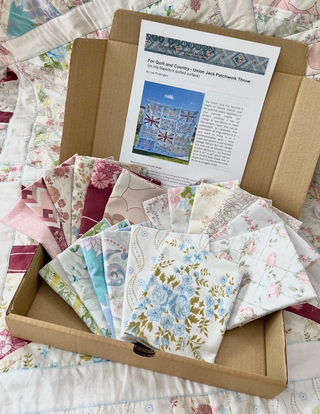 Union Jack Patchwork Quilt Kit - Vintage Fabric Craft Kit - British ...
