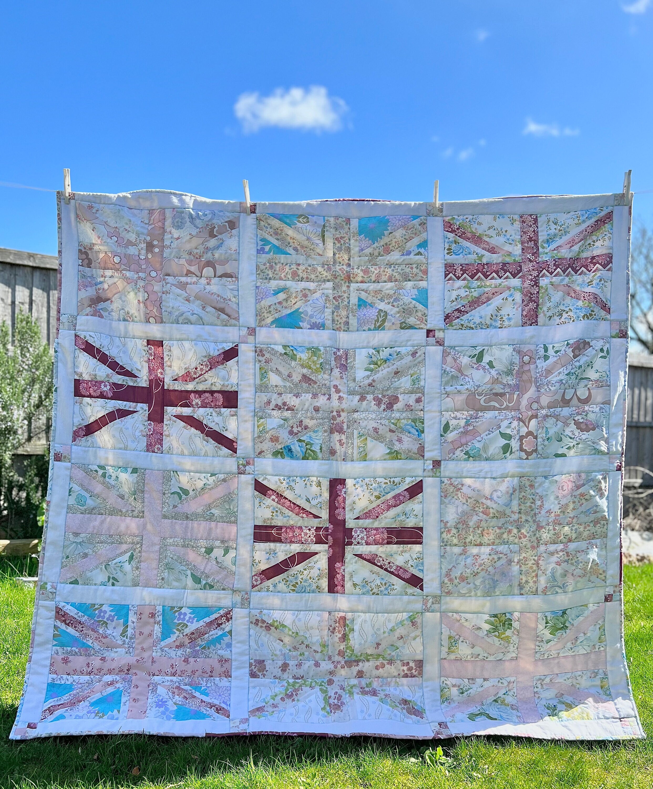 Pre-cut Union Jack Patchwork Quilt Kit - Vintage Fabric Craft Kit ...