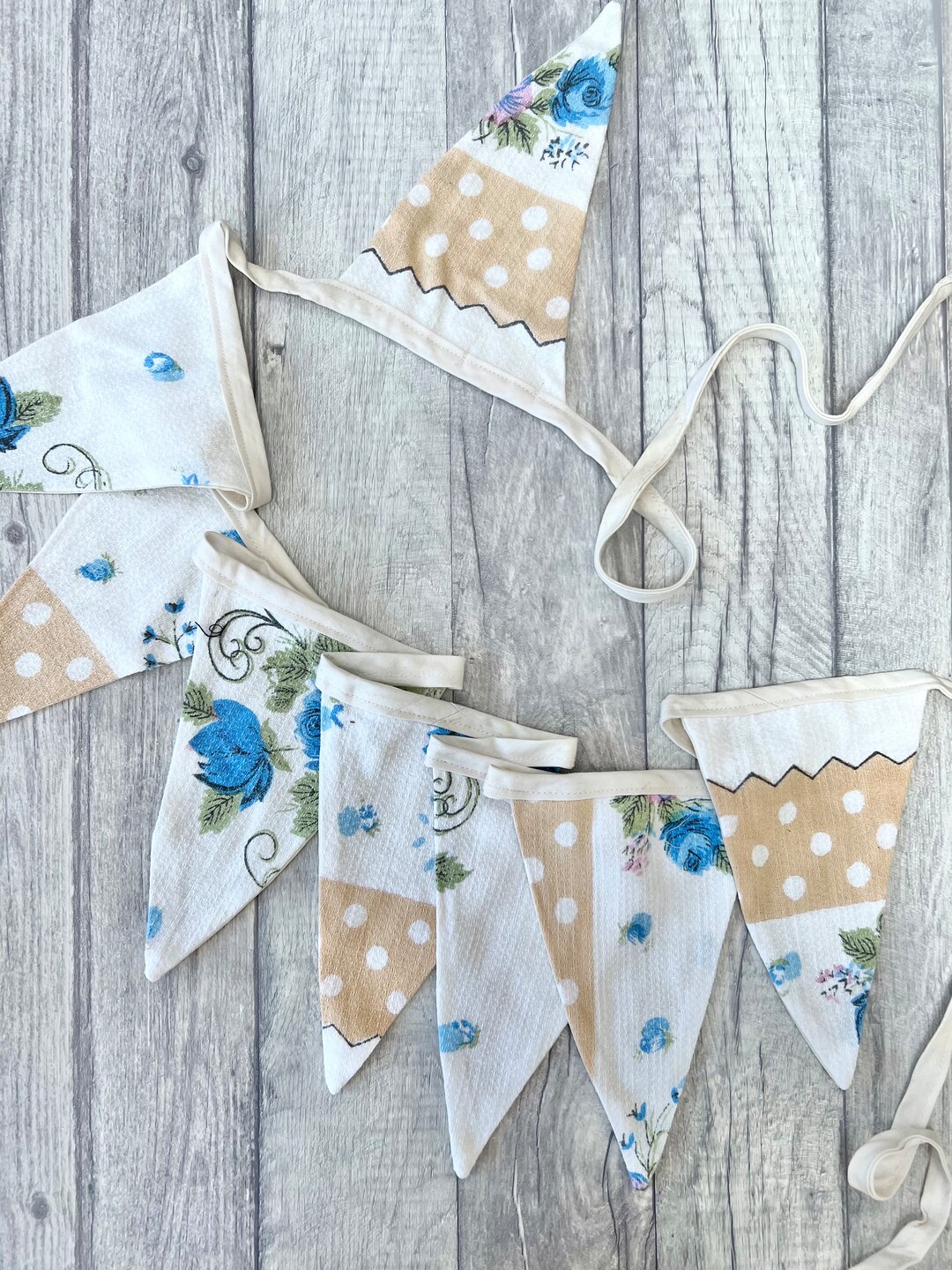 Vintage Floral Linen Bunting | Cottagecore Party Decor | English Garden ...