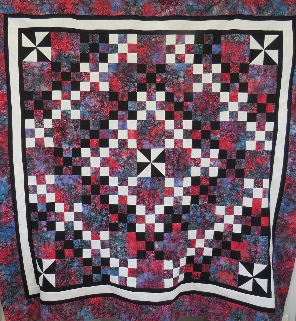 Nine Patch Pinwheel Quilt Kit Choose Red or Blue All the - Etsy