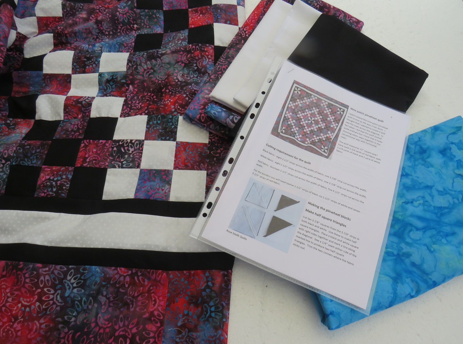 Nine Patch Pinwheel Quilt Kit Choose Red or Blue All the - Etsy