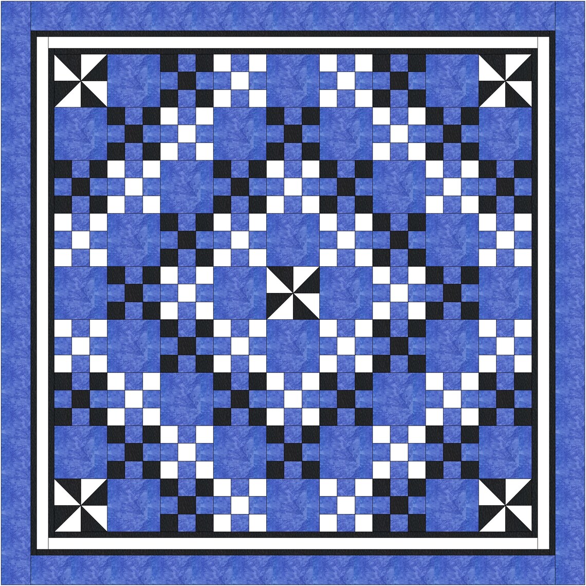 Nine Patch Pinwheel Quilt Kit Choose Red or Blue All the - Etsy