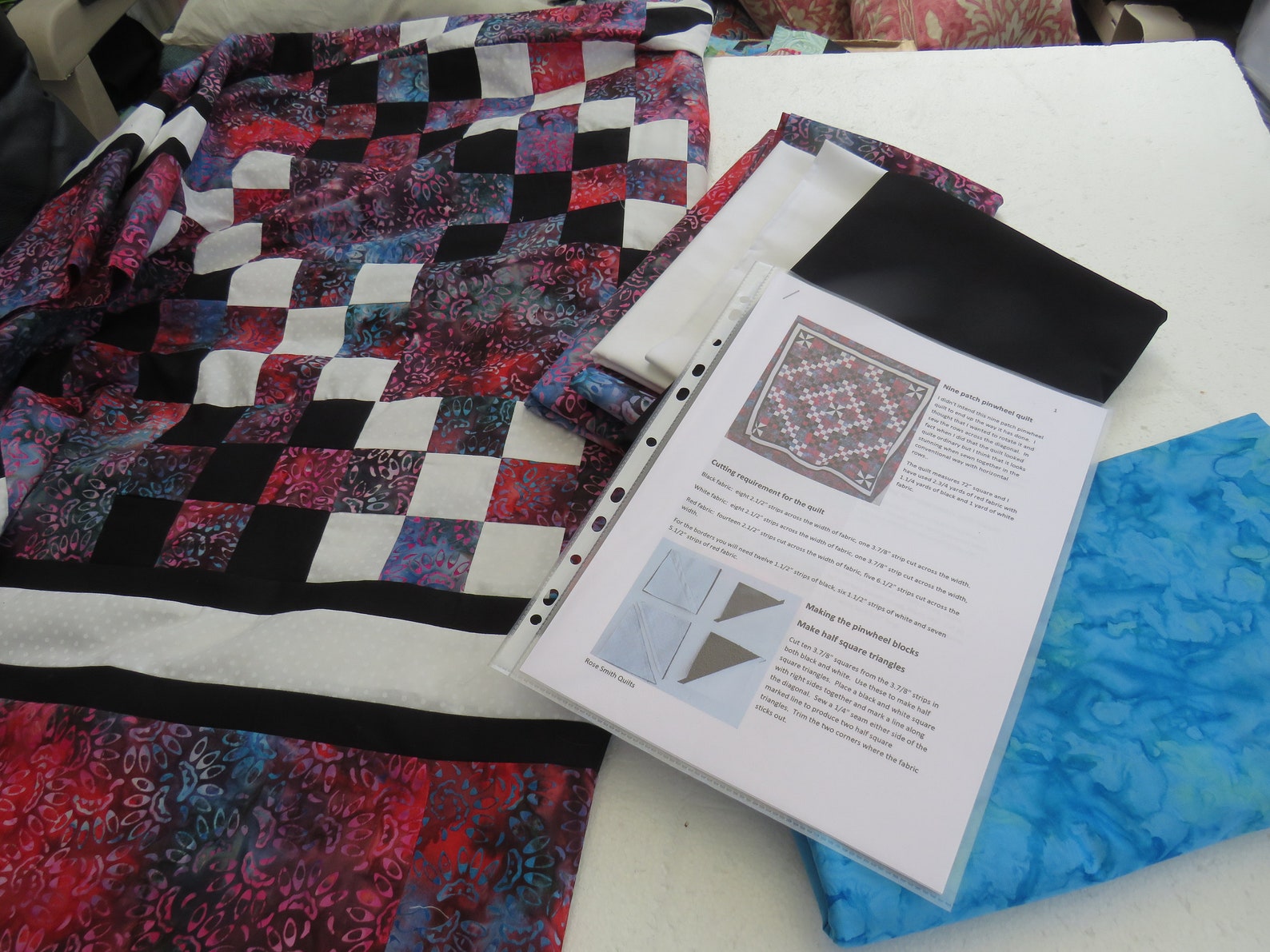 Nine Patch Pinwheel Quilt Kit Choose Red or Blue All the - Etsy