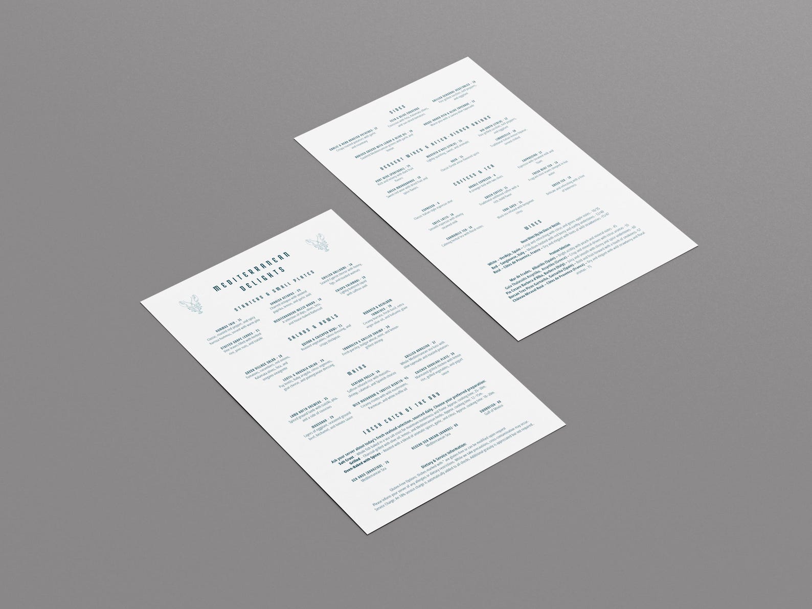 Editable Mediterranean Restaurant Menu Template – Minimalist, Double ...