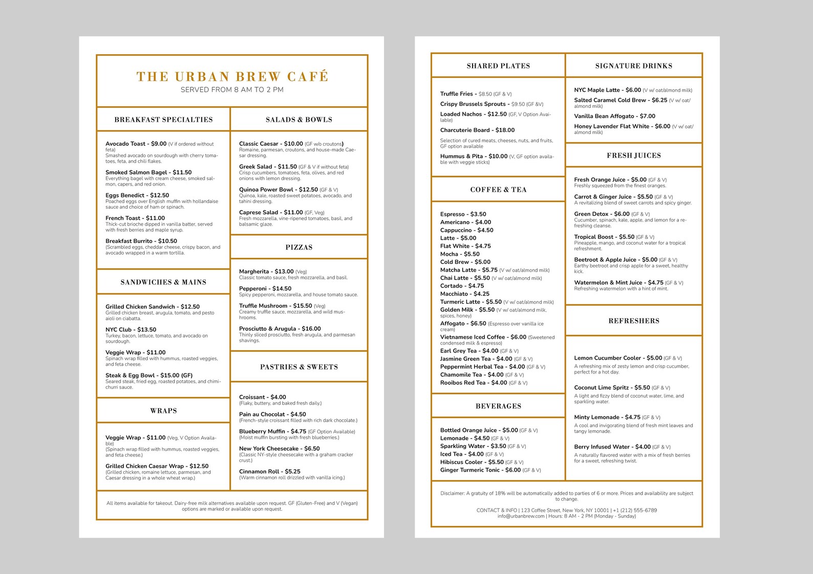Modern Coffee Shop Menu Template | 8.5 X14 Indesign Menu | Editable ...