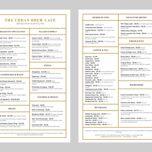 Modern Coffee Shop Menu Template | 8.5 X14 Indesign Menu | Editable ...