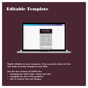 Custom Wine Menu Templates for Bars and Restaurants - Printable ...