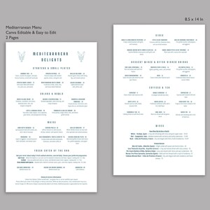 Editable Mediterranean Restaurant Menu Template – Minimalist, Double ...