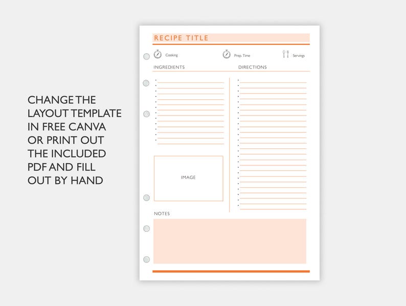 Printable Recipe Book Template | Blank Recipe Page & Cookbook Journal ...