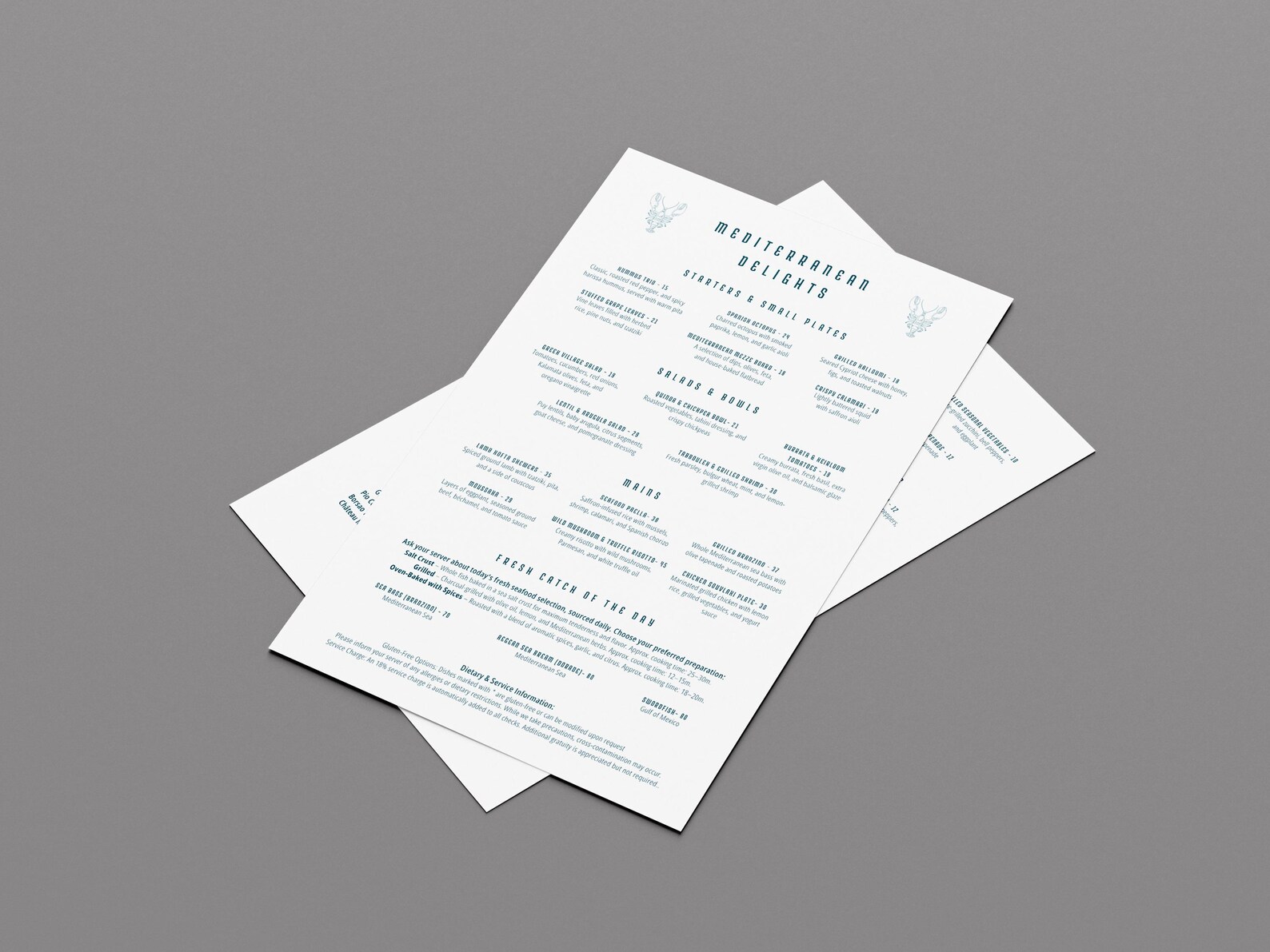 Editable Mediterranean Restaurant Menu Template – Minimalist, Double ...